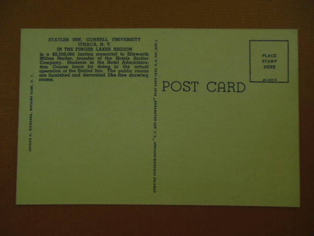 Color Postcard Statler Inn, Cornell University, Ithaca, New York