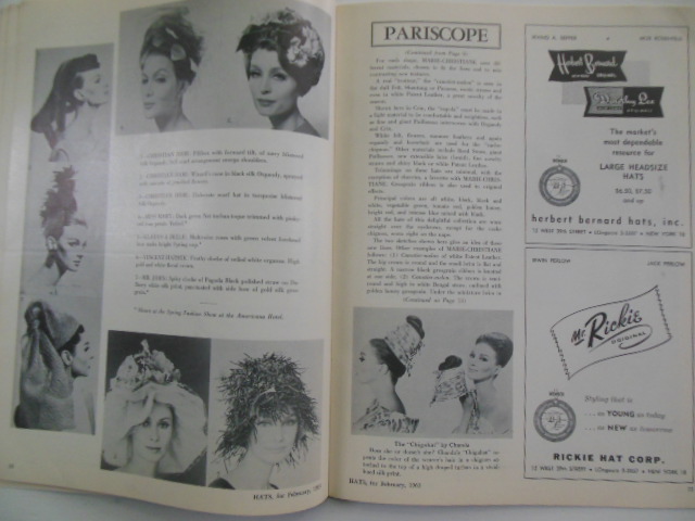 Hats Magazine (Only Millinery Magazine in U.S. February, 1963)