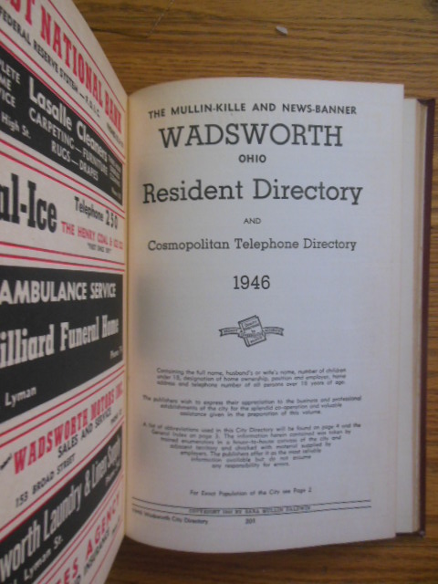 Wadsworth, Ohio Con Survey City Directory 1946