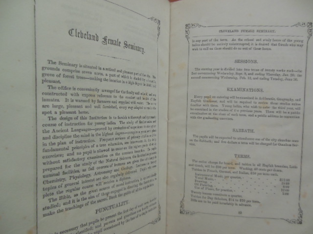 Third Annual Catalogue of the Cleveland Female Seminary Cleveland, Ohio ...