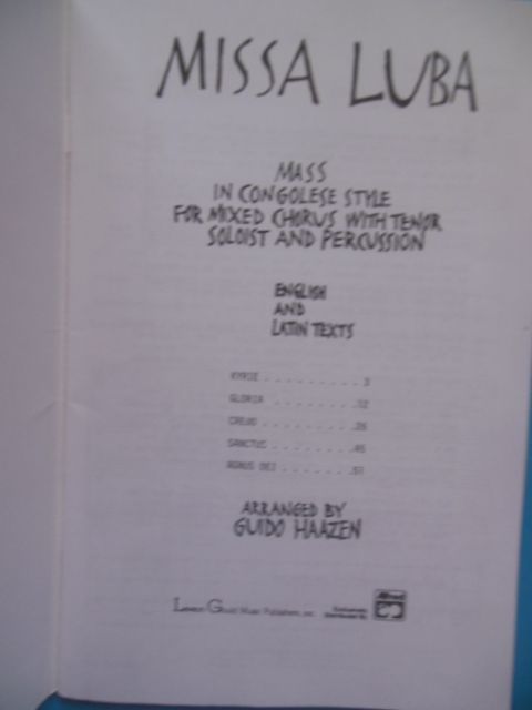 Missa Luba Mass In Congolese Style For Mixed Chorus With Tenor Soloist ...