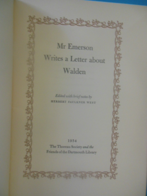 Mr. Emerson Writes A Letter About Walden (1954)