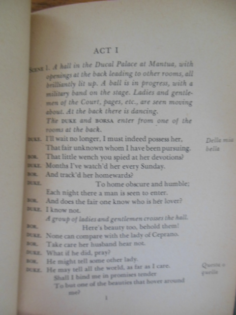 Rigoletto In Three Acts (Pocket Libretto Library, 1948)