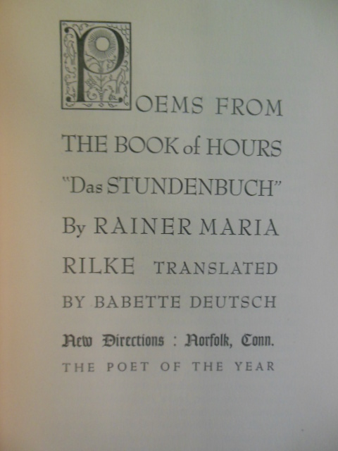 Rainer Maria Rilke Poems from the Book of Hours 1941