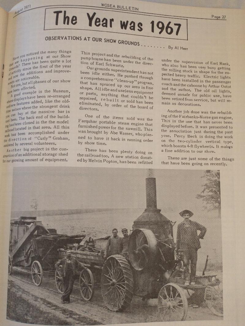 WILLIAMS GROVE STEAM ENGINE ASSOCIATION BULLETIN AUGUST 1971